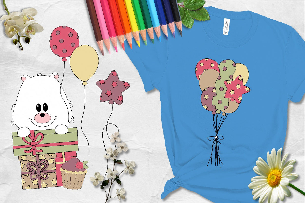 Happy Birthday Plushy Polar Bear CU Clipart