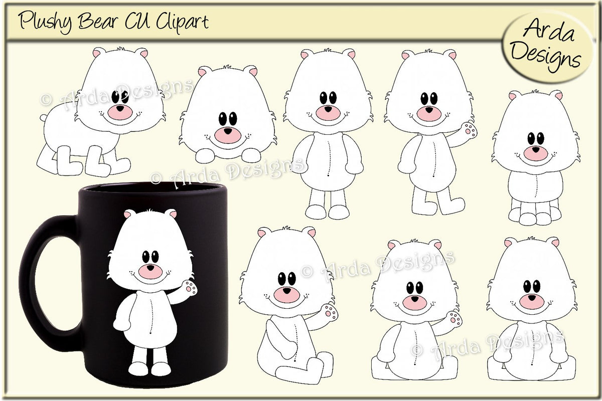 Plushy Polar Bear CU Clipart