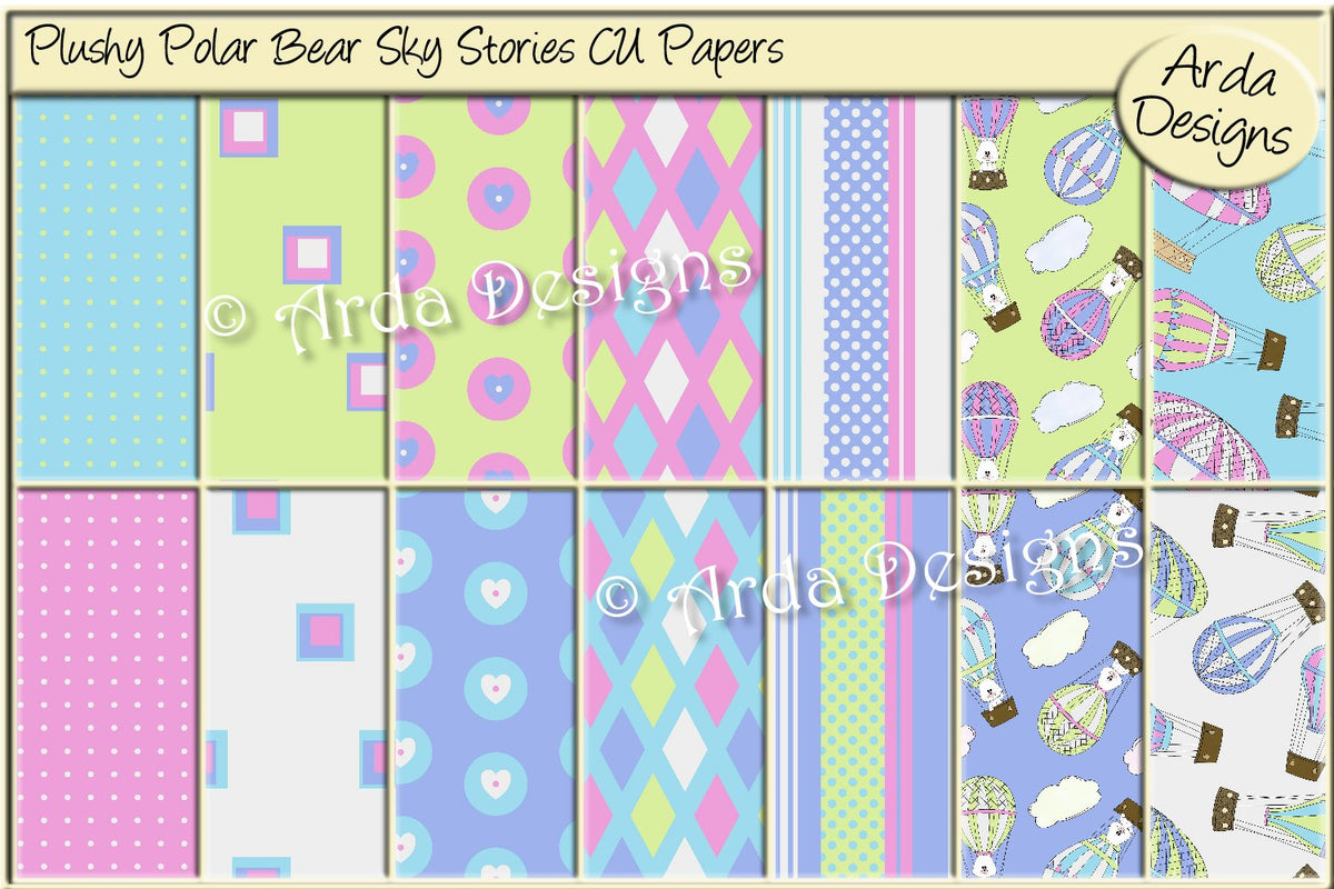 Plushy Polar Bear Sky Stories CU Paper