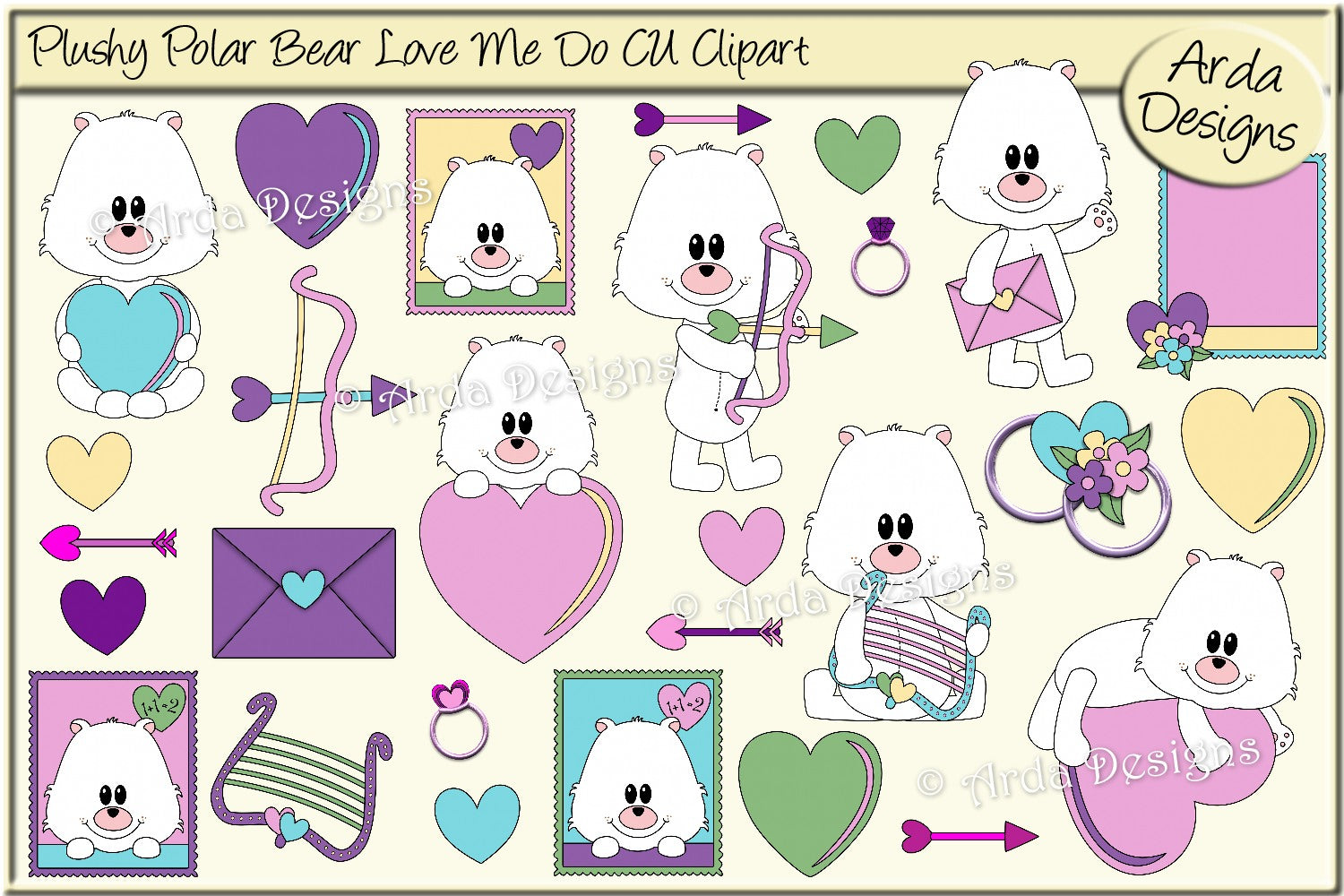 Plushy Polar Bear Love Me Do CU Clipart