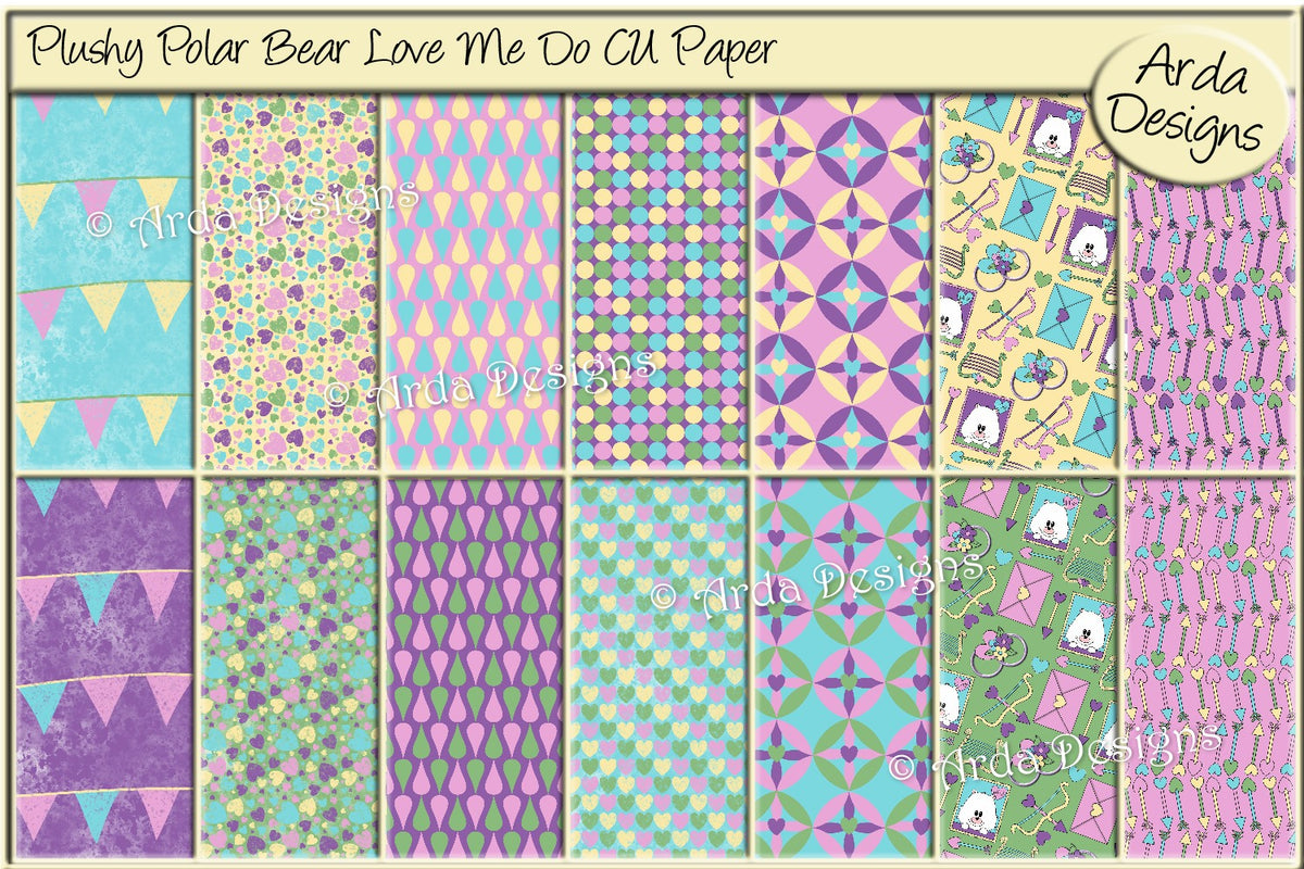 Plushy Polar Bear Love Me Do CU Paper